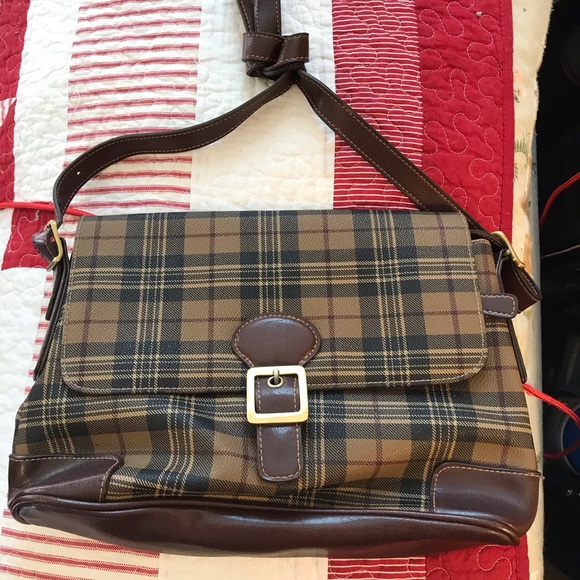 Bags | Vintage Style Brown Plaid Purse | Poshmark